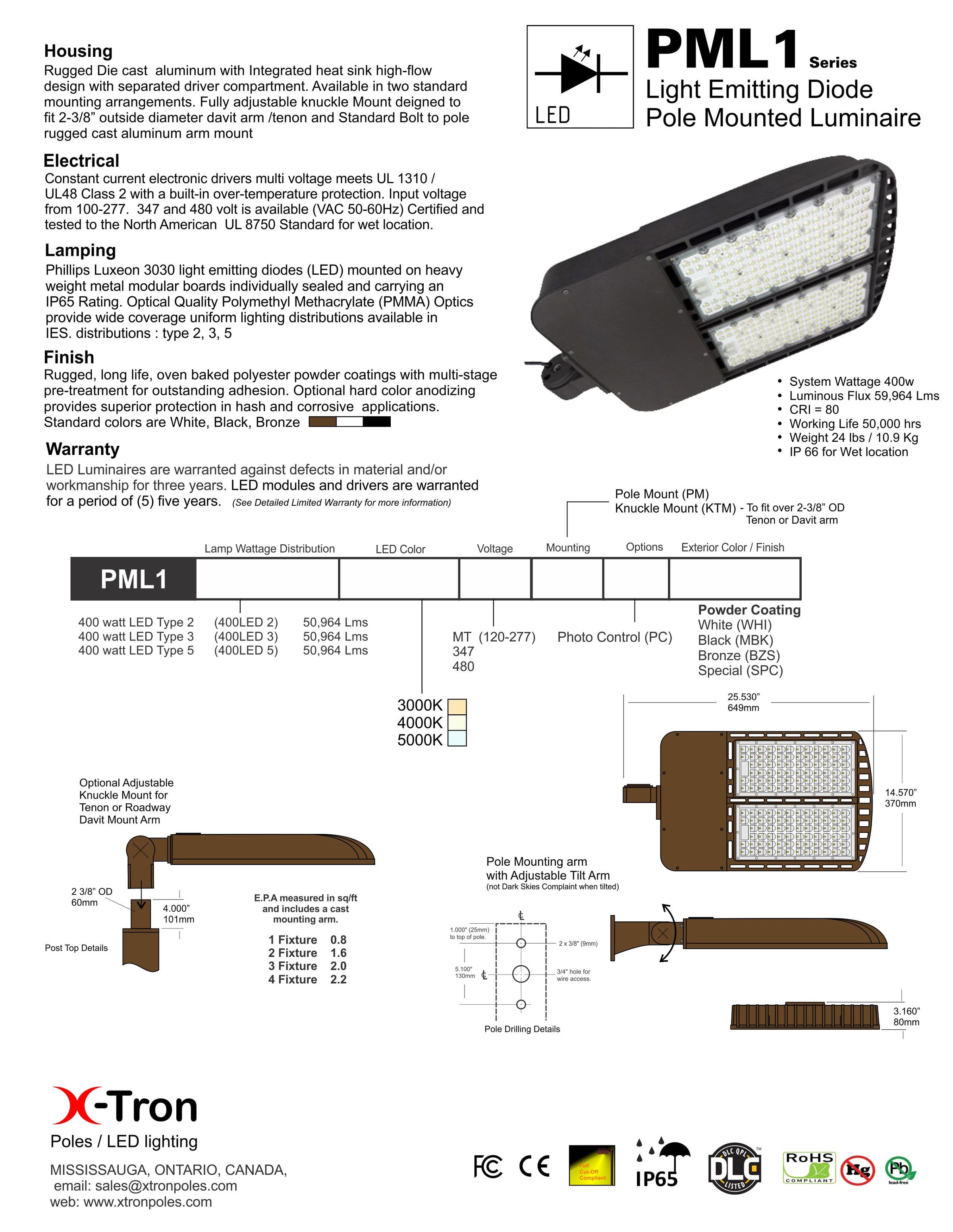 LED pole lighting, Area lighting, security lighting, wall mounted, pole ...