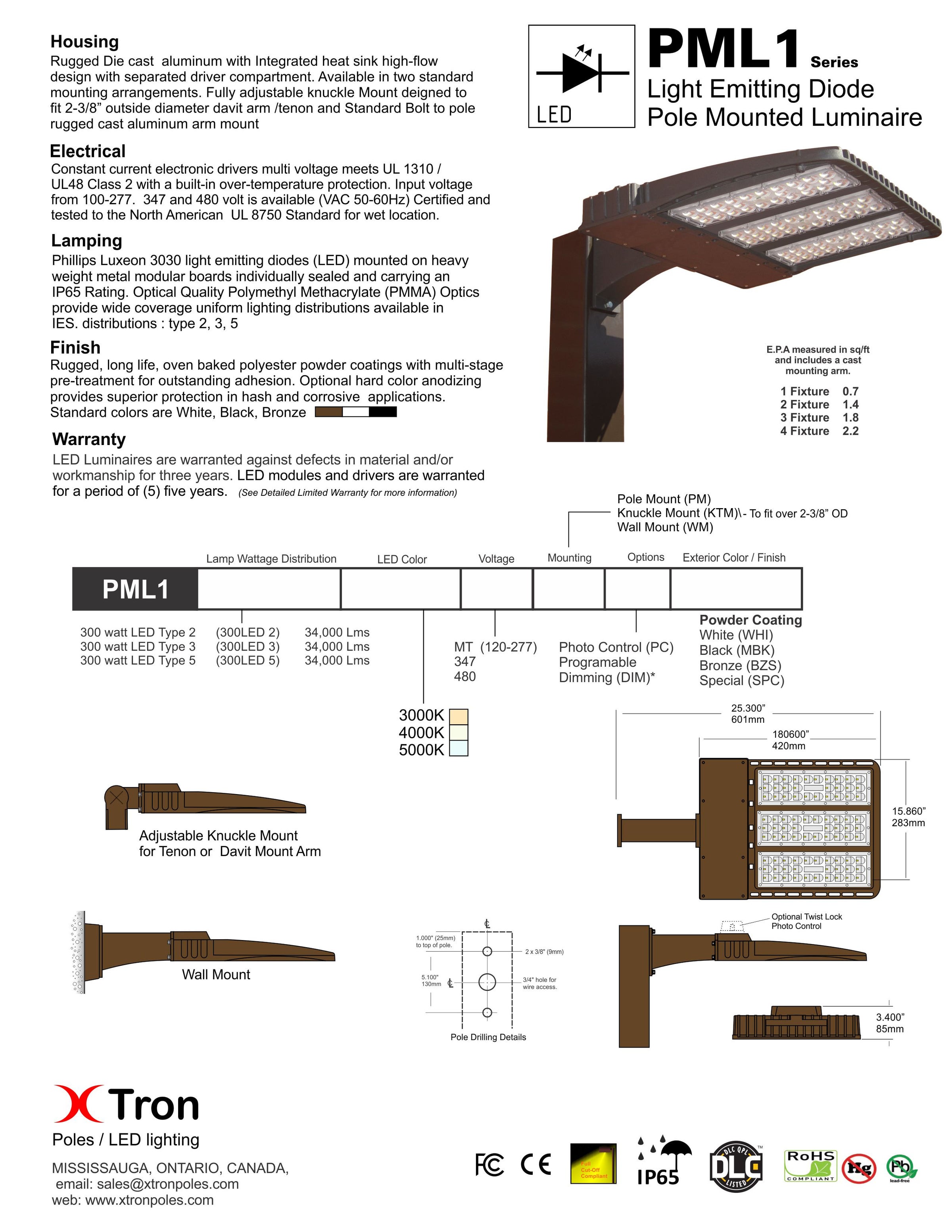 LED pole lighting, Area lighting, security lighting, wall mounted, pole ...